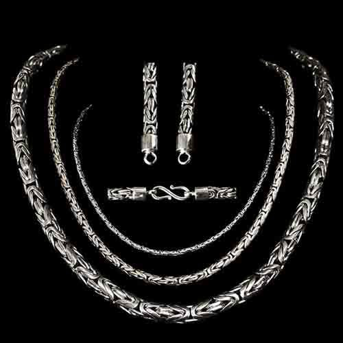 Silver Viking King Chains - Byzantine Necklaces | Viking Dragon