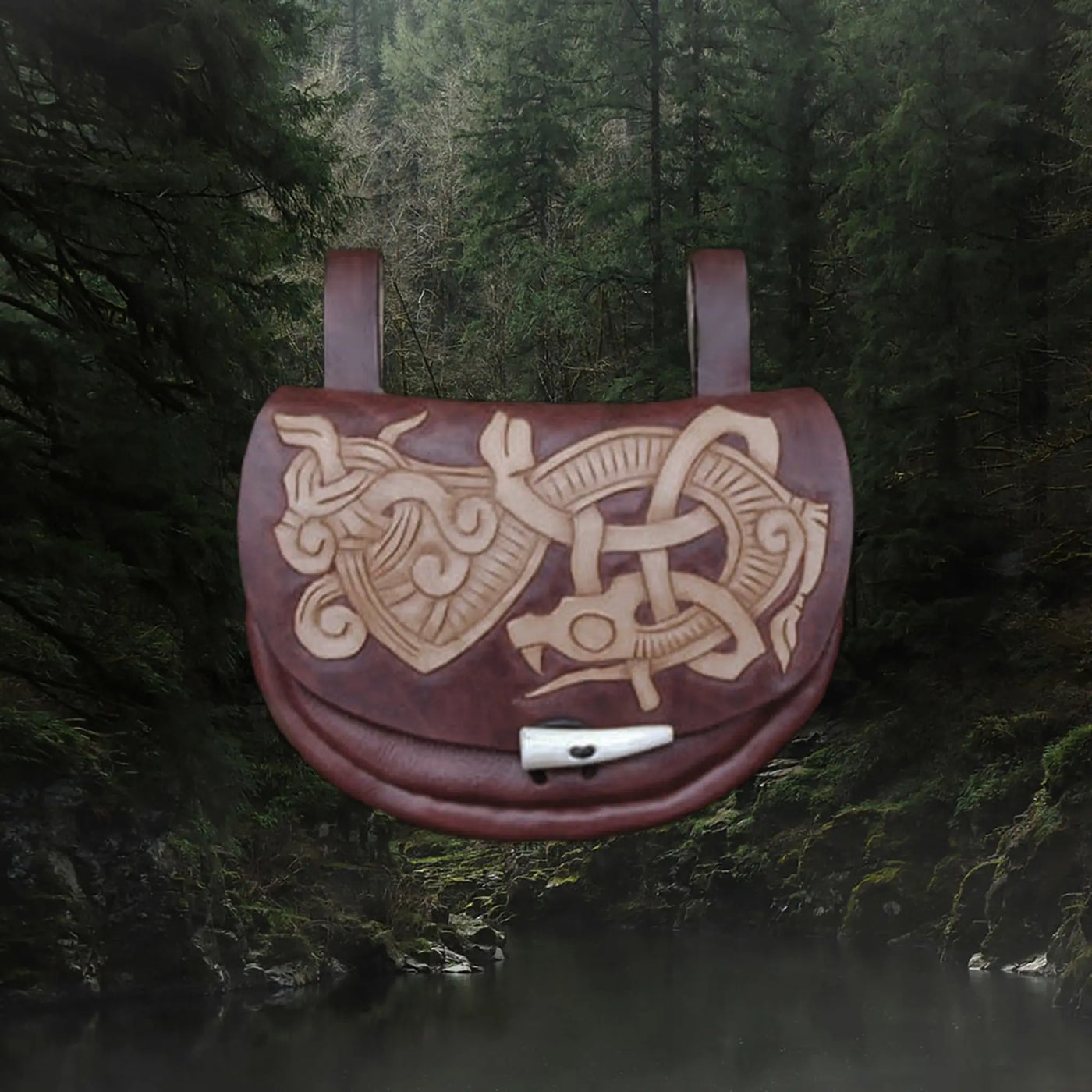 Custom Made Turned Leather Viking Belt Pouch - Viking Costume