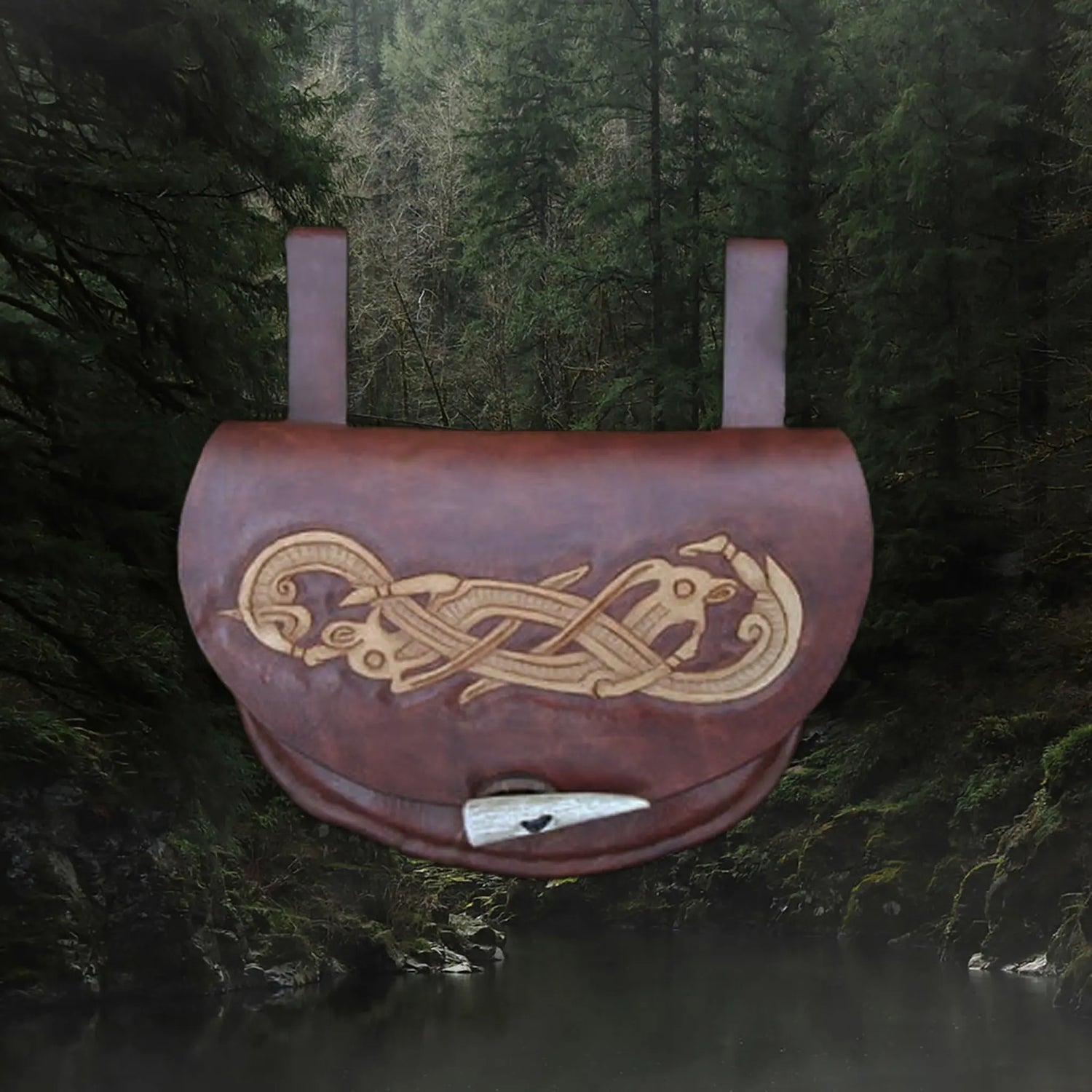 Custom Made Turned Leather Viking Belt Pouch - Viking Costume