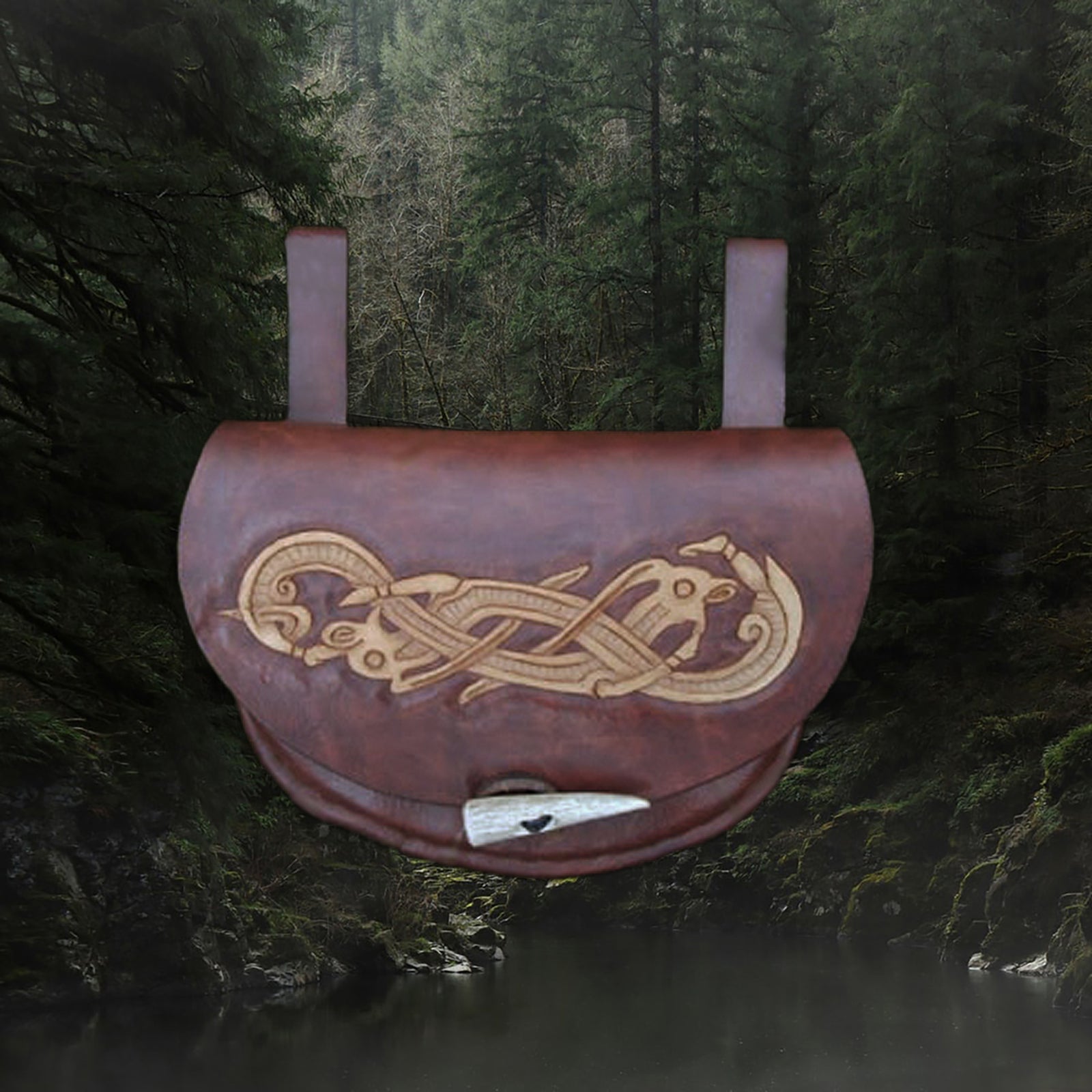 Custom Made Turned Leather Viking Belt Pouch - Viking Costume