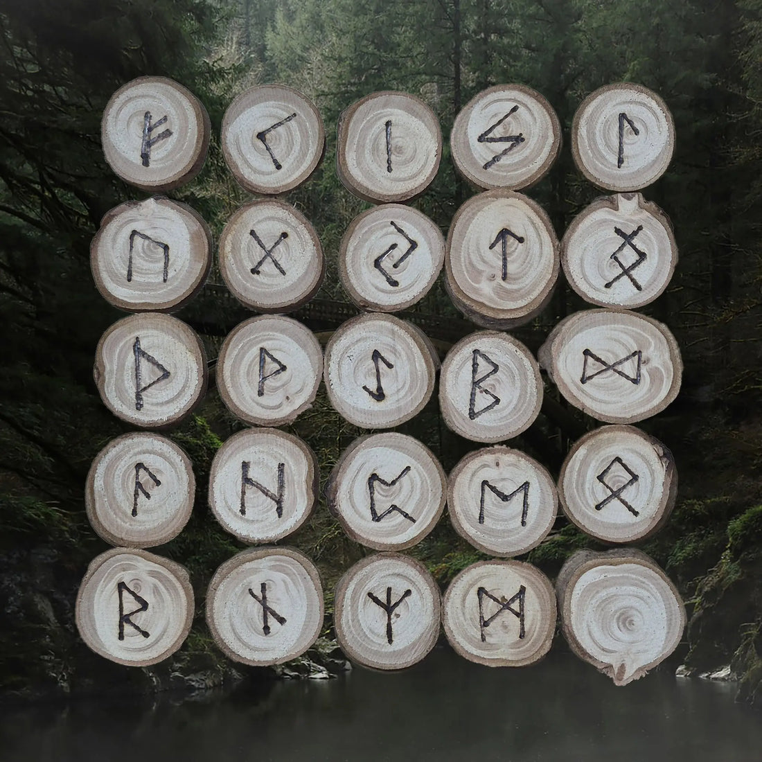 Elder Futhark White Willow Rune Set with Hessian Pouch