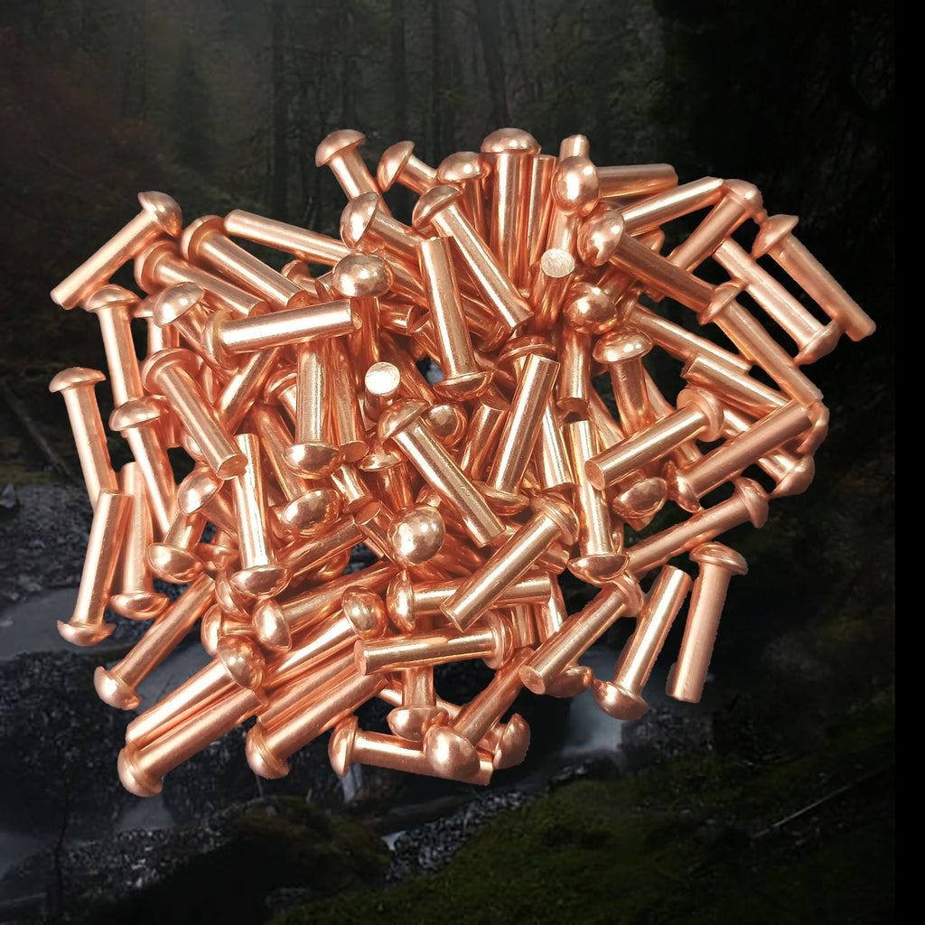 Dome Head Copper Rivets - 1/8 Inch - Leather Craft Supplies