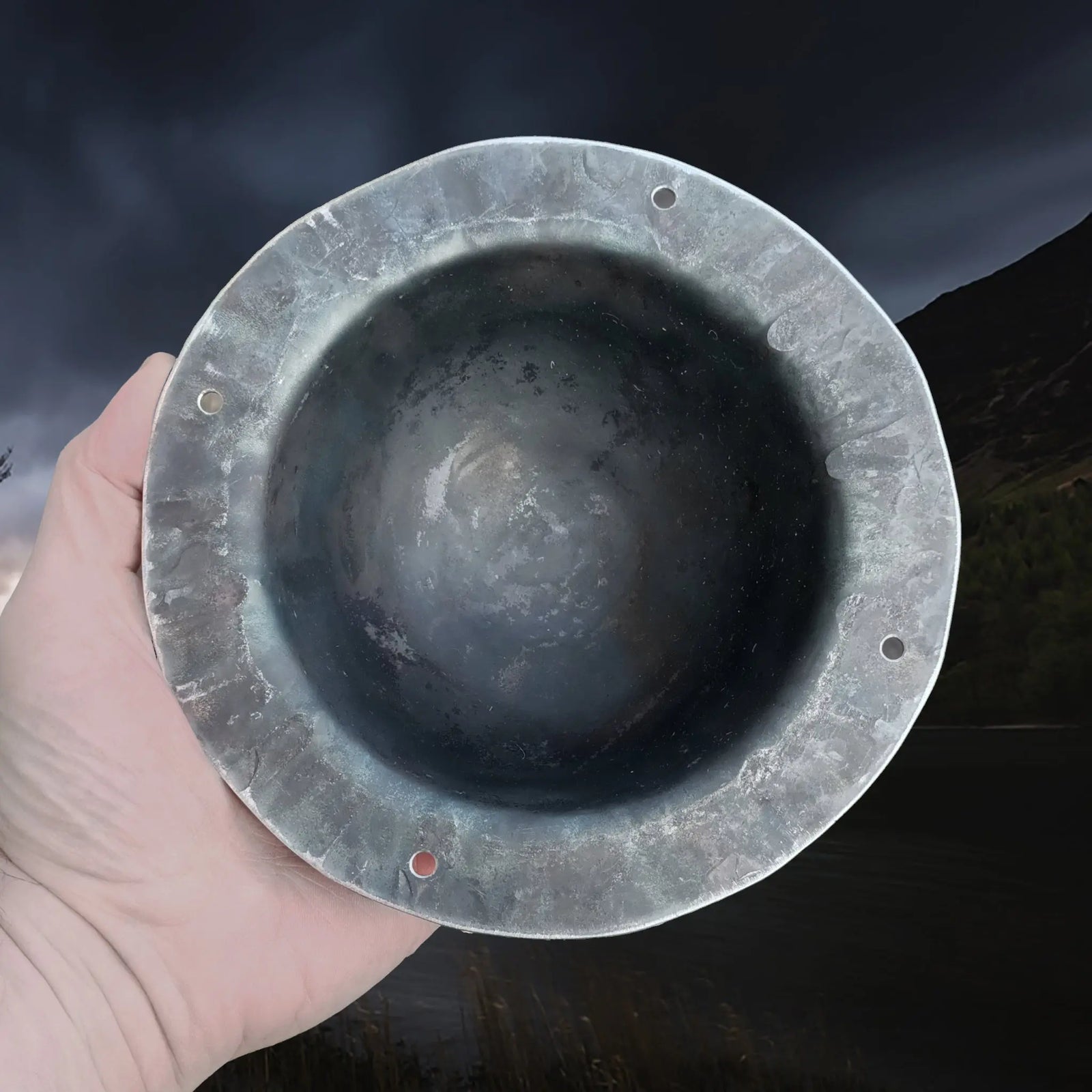 Blacekned Domed Viking Shield Boss with Rivet Holes