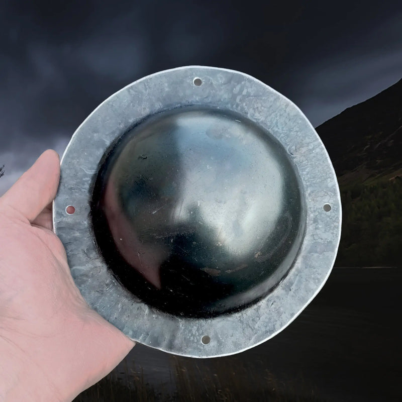 Blacekned Domed Viking Shield Boss with Rivet Holes