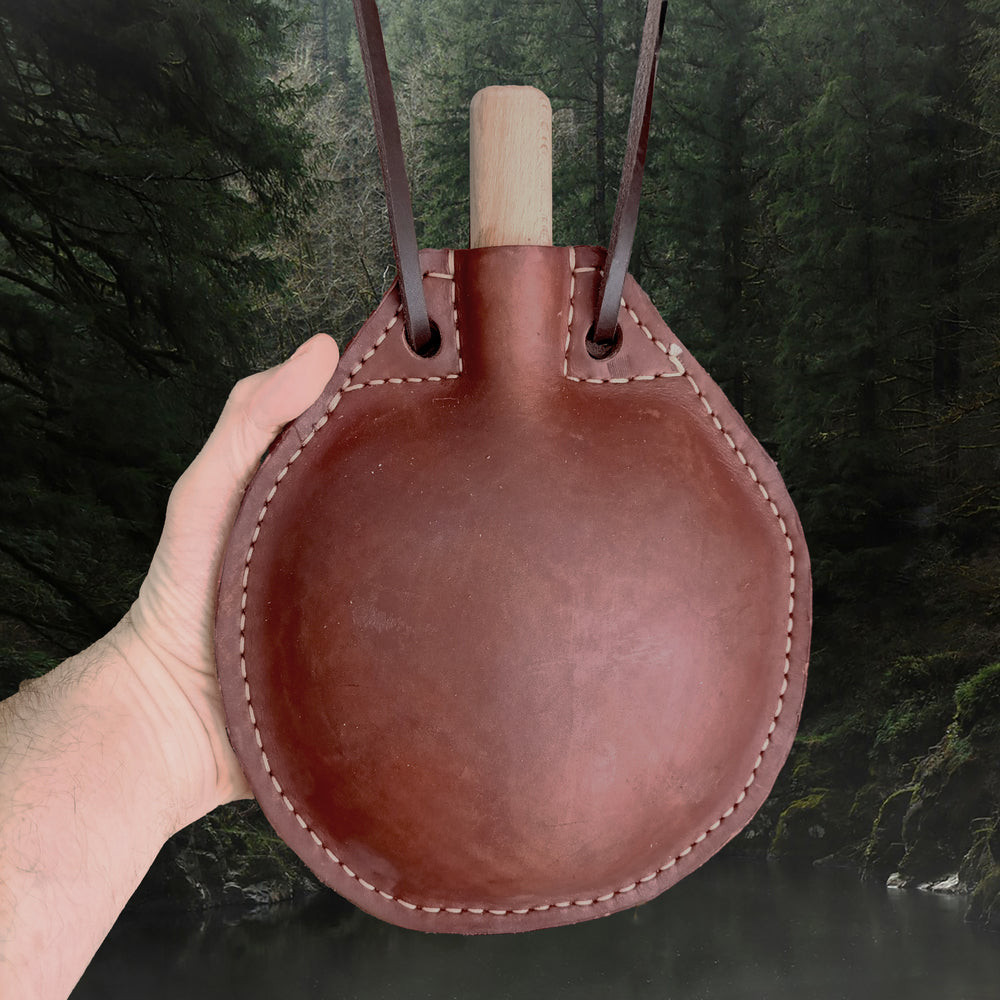 Large Handmade Leather Water Bottle - Personal Viking Accessories