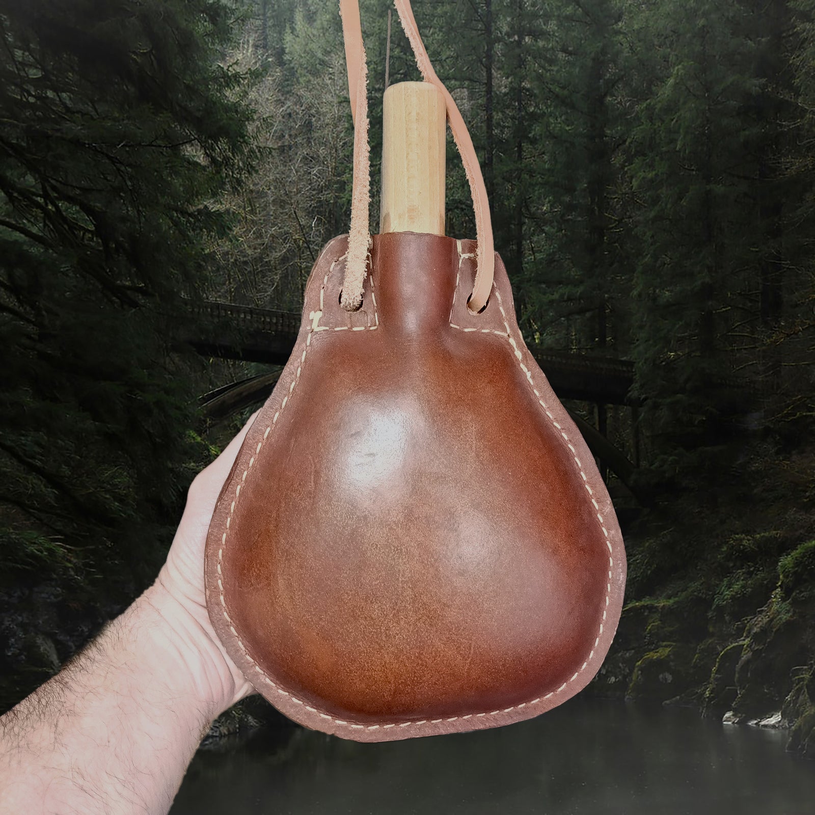 Large Handmade Leather Water Bottle - Personal Viking Accessories