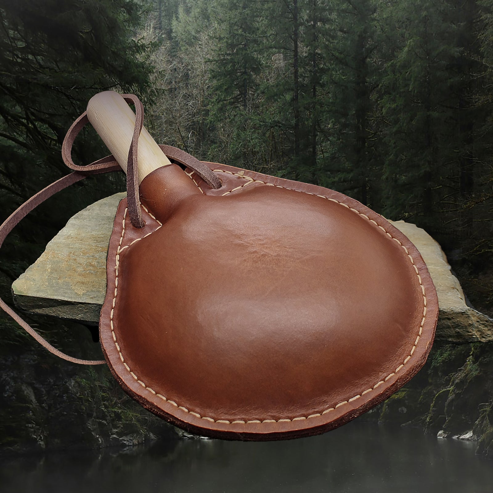 Large Handmade Leather Water Bottle - Personal Viking Accessories