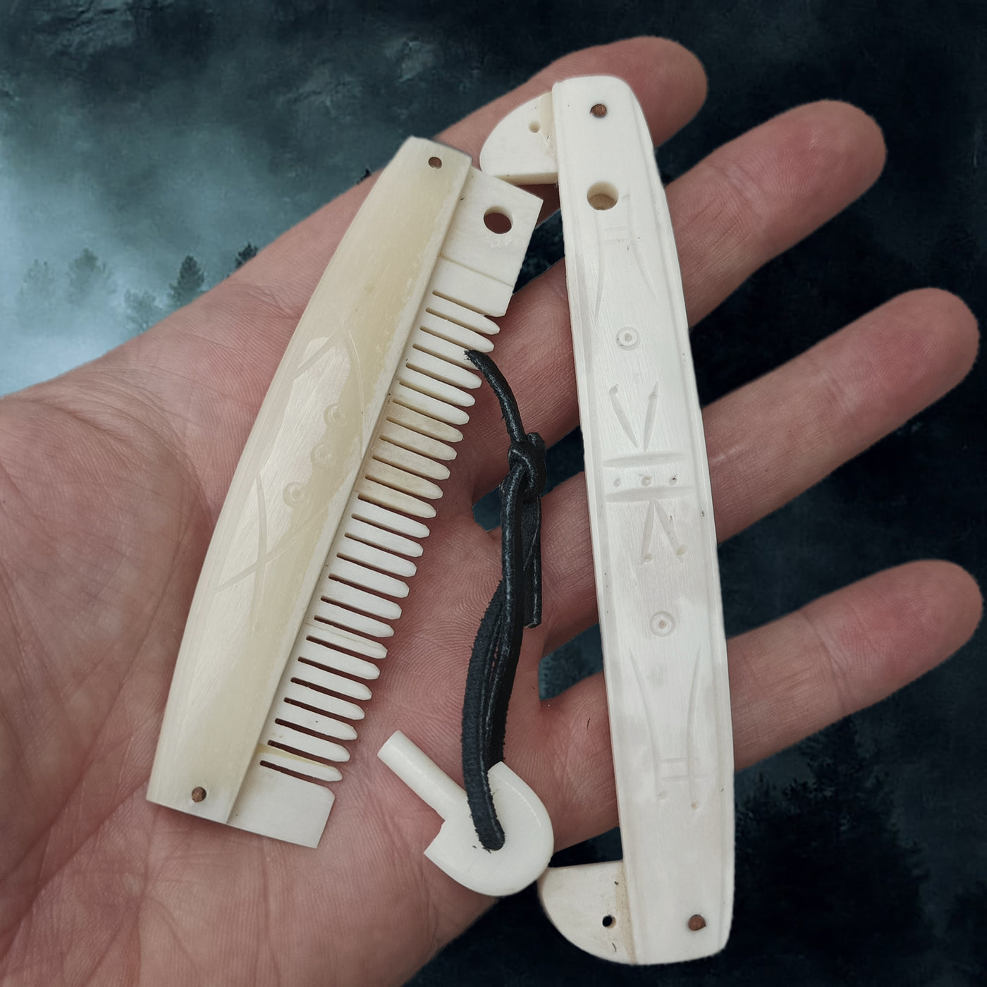 Encased Bone Viking Comb with Markings - Viking Hair Care