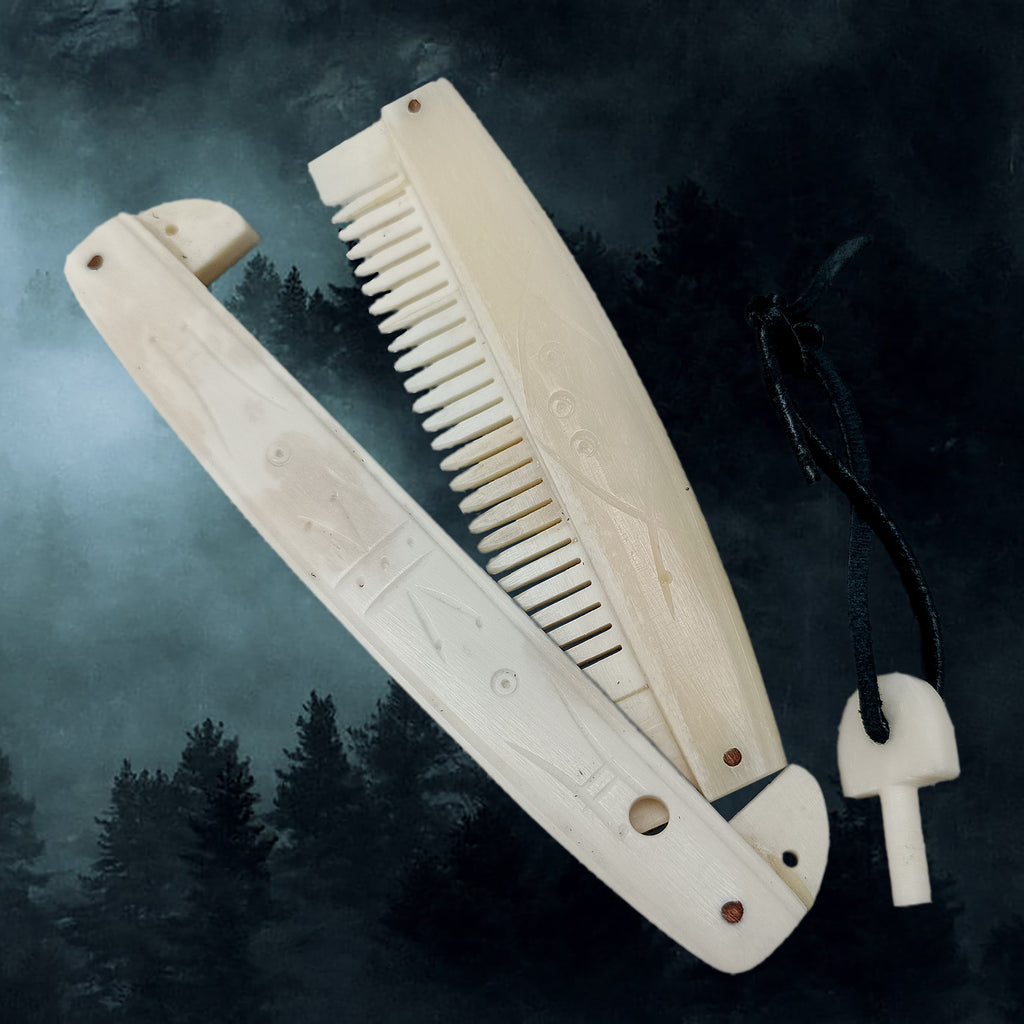 Encased Bone Viking Comb with Markings - Viking Hair Care