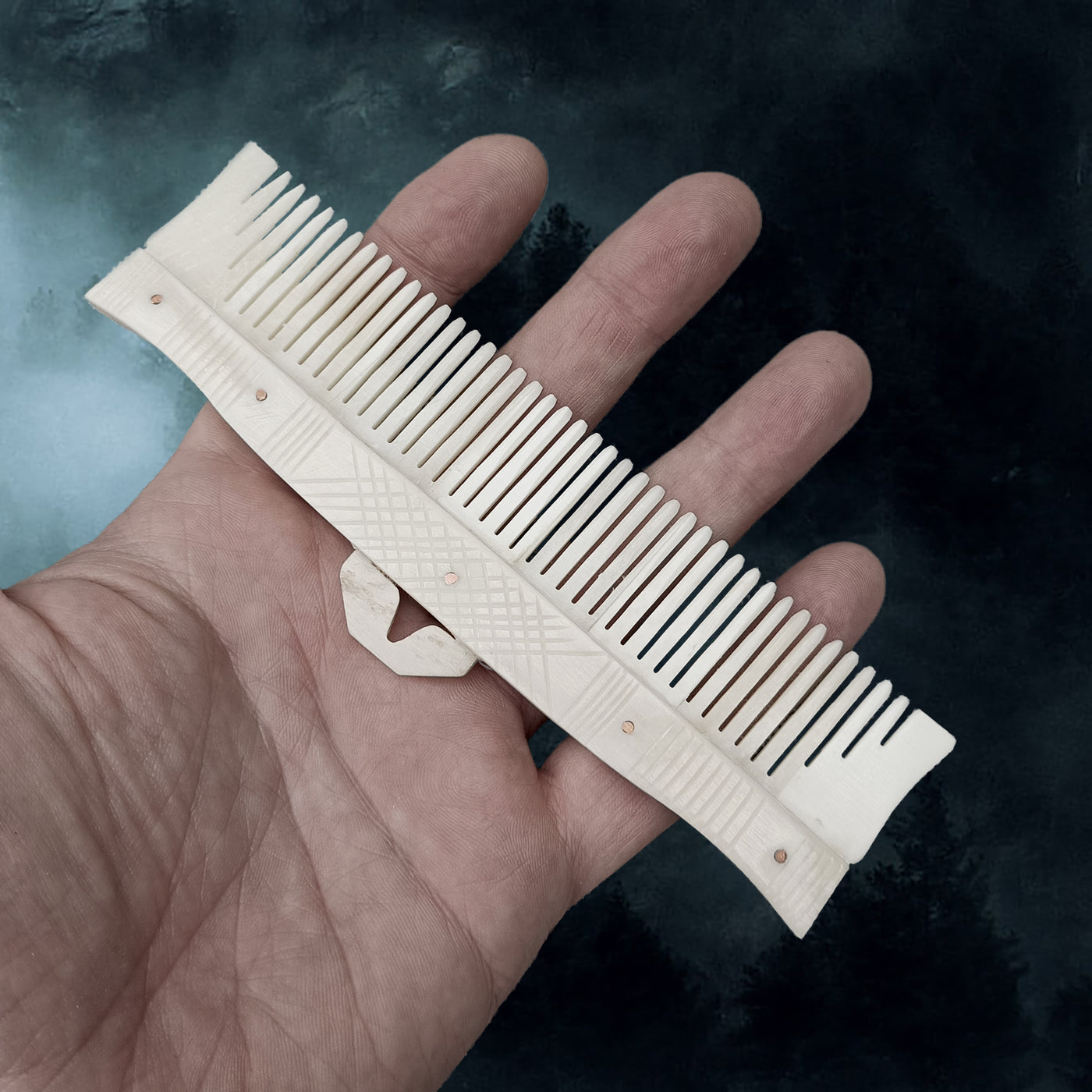 Long Decorated Bone Viking Comb with Hanger - Viking Gifts