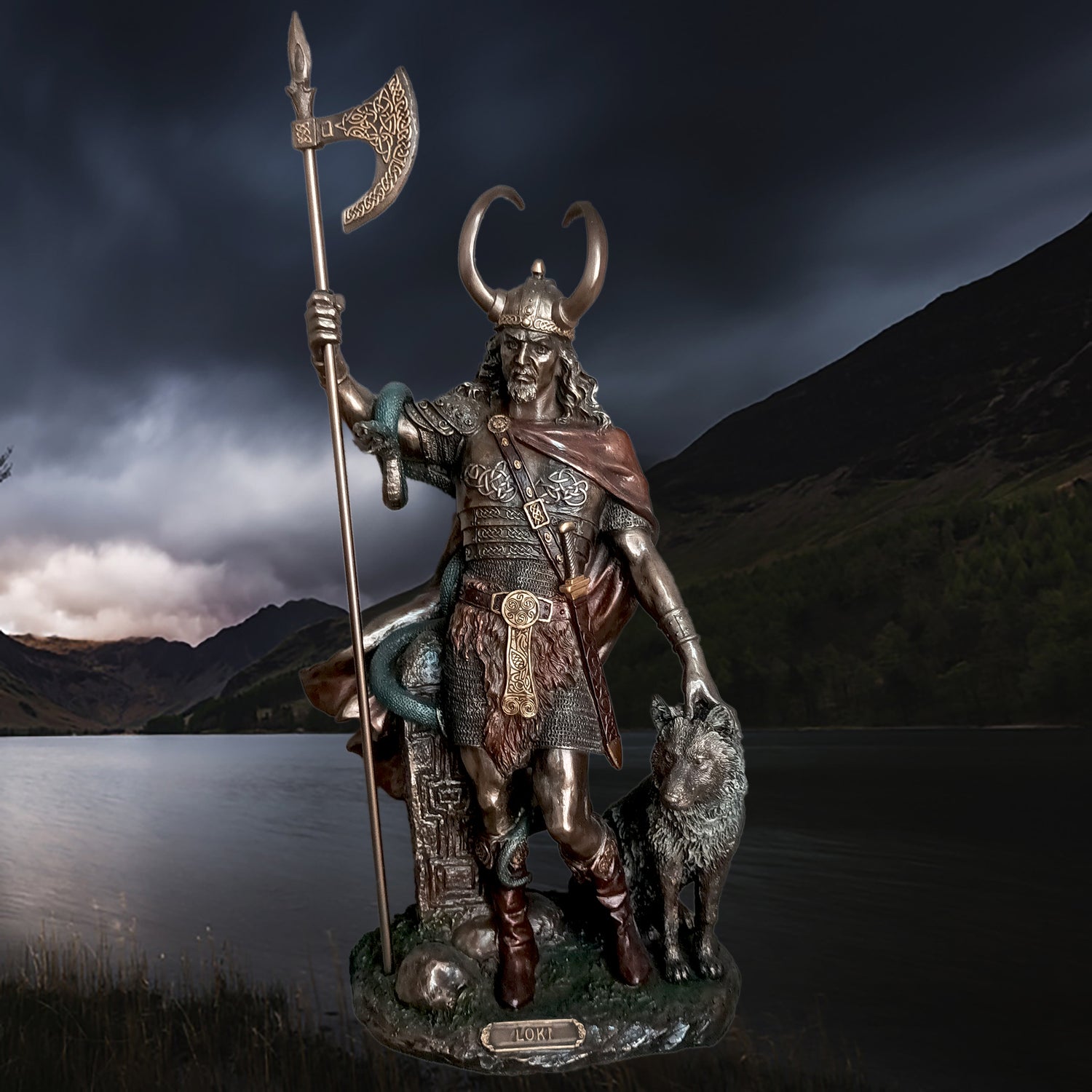 Large Resin Loki Statue - Norse God Mythology