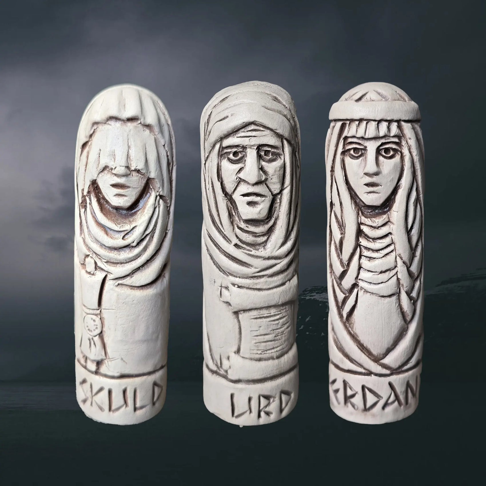 Hand-Crafted Ceramic Norns Statuettes - Asatru / Heathen Supplies