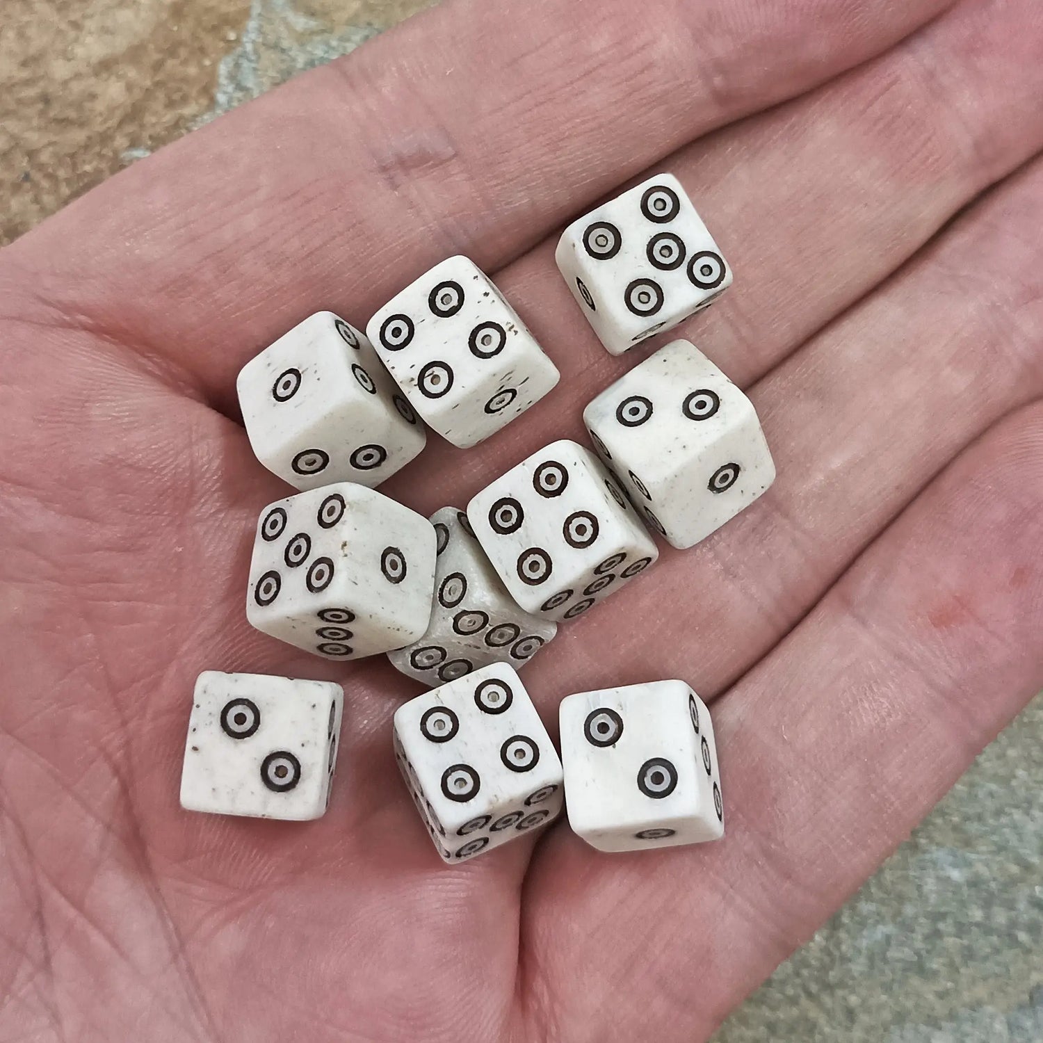 Small Bone Dice With Dot & Ring Marks for Viking Dice Games