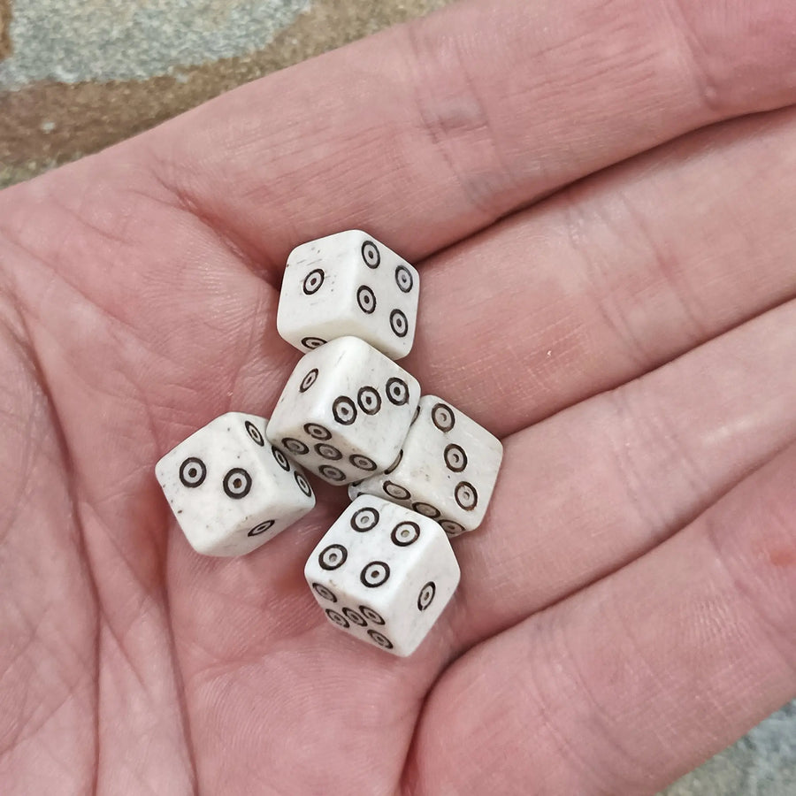 Small Bone Dice With Dot & Ring Marks for Viking Dice Games