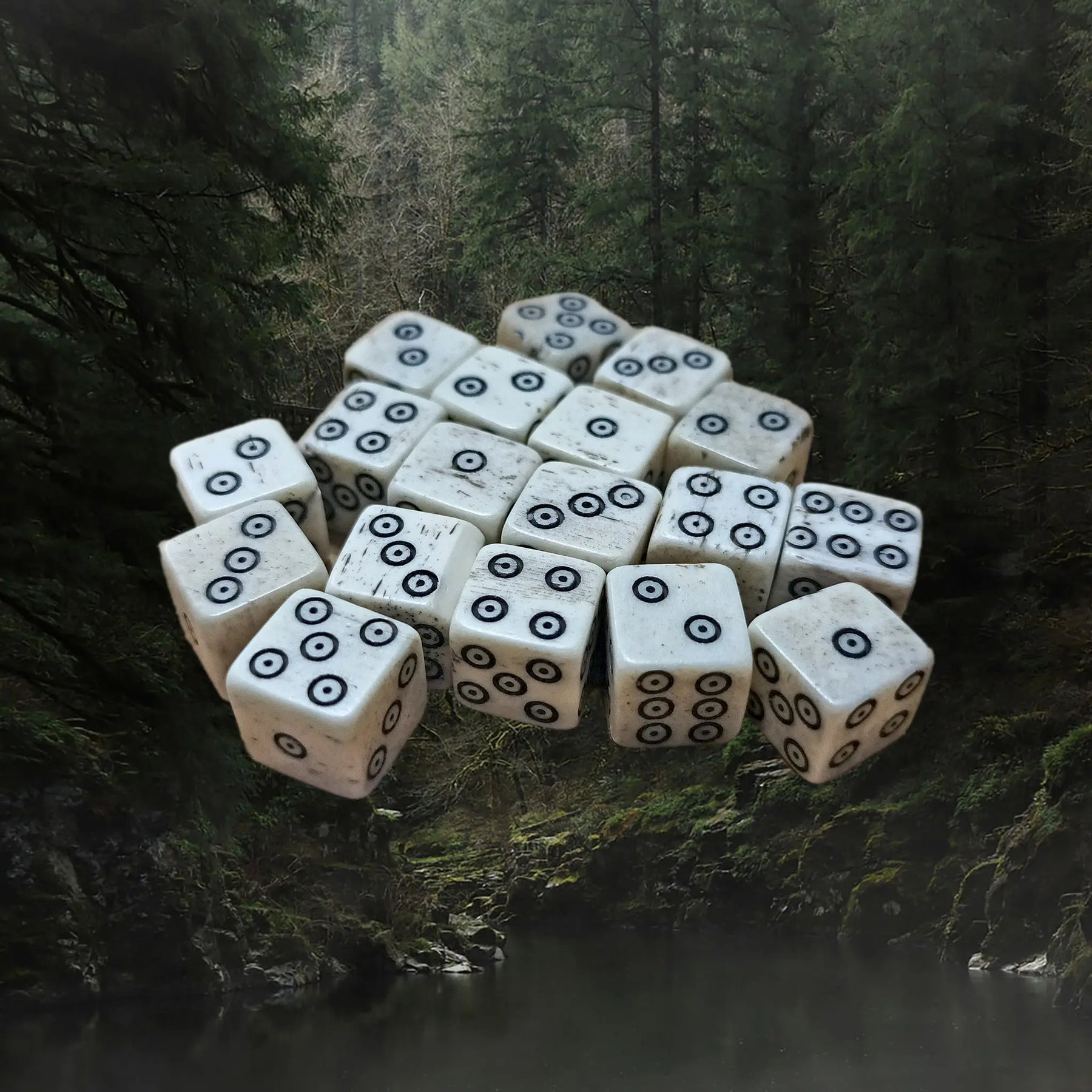 Small Bone Dice With Dot & Ring Marks for Viking Dice Games