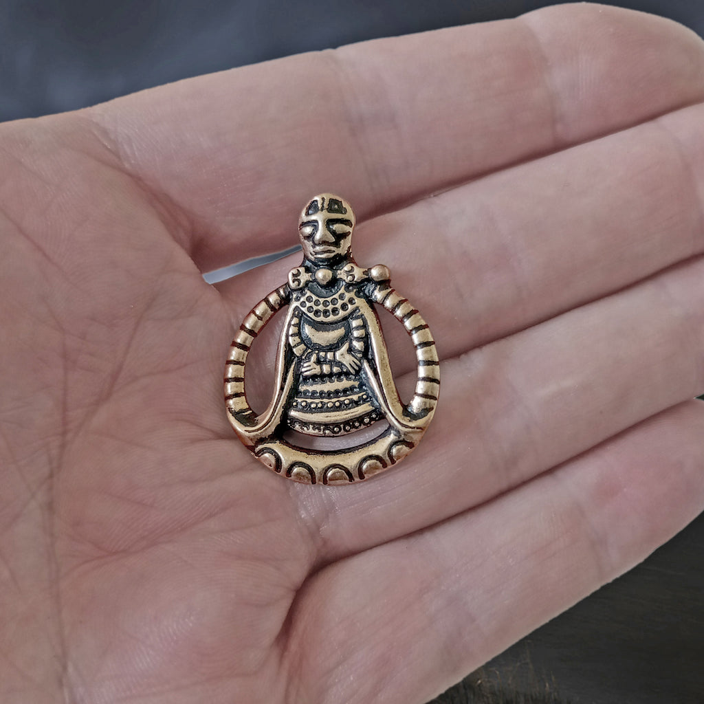 Large Bronze Circular Freya Pendant - Viking Pendants