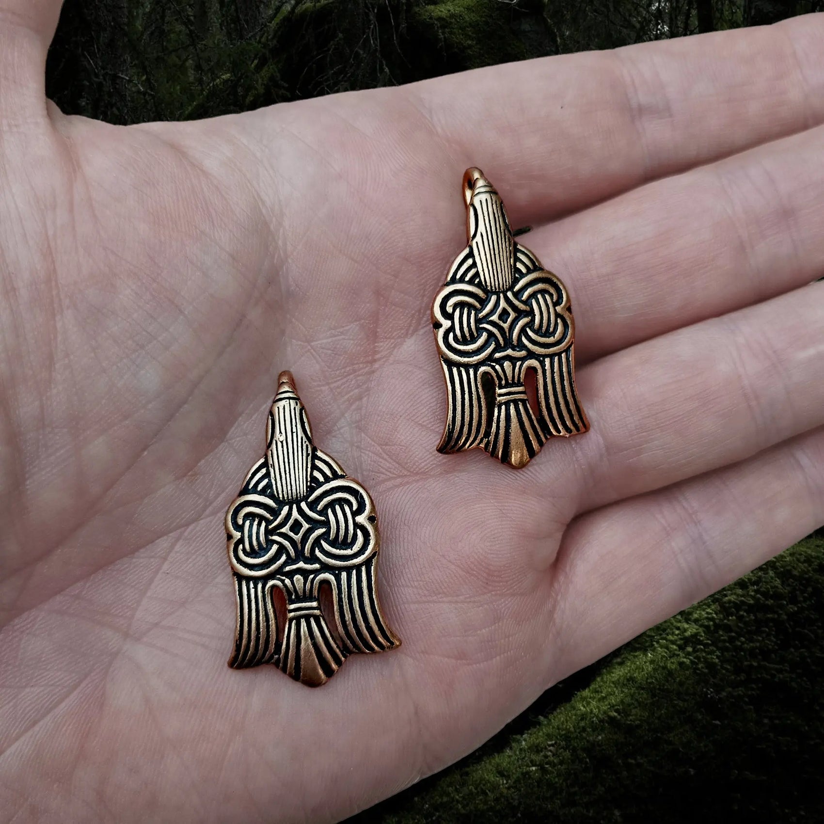 Bronze Raven Viking Leg Wrap Hooks - Pair