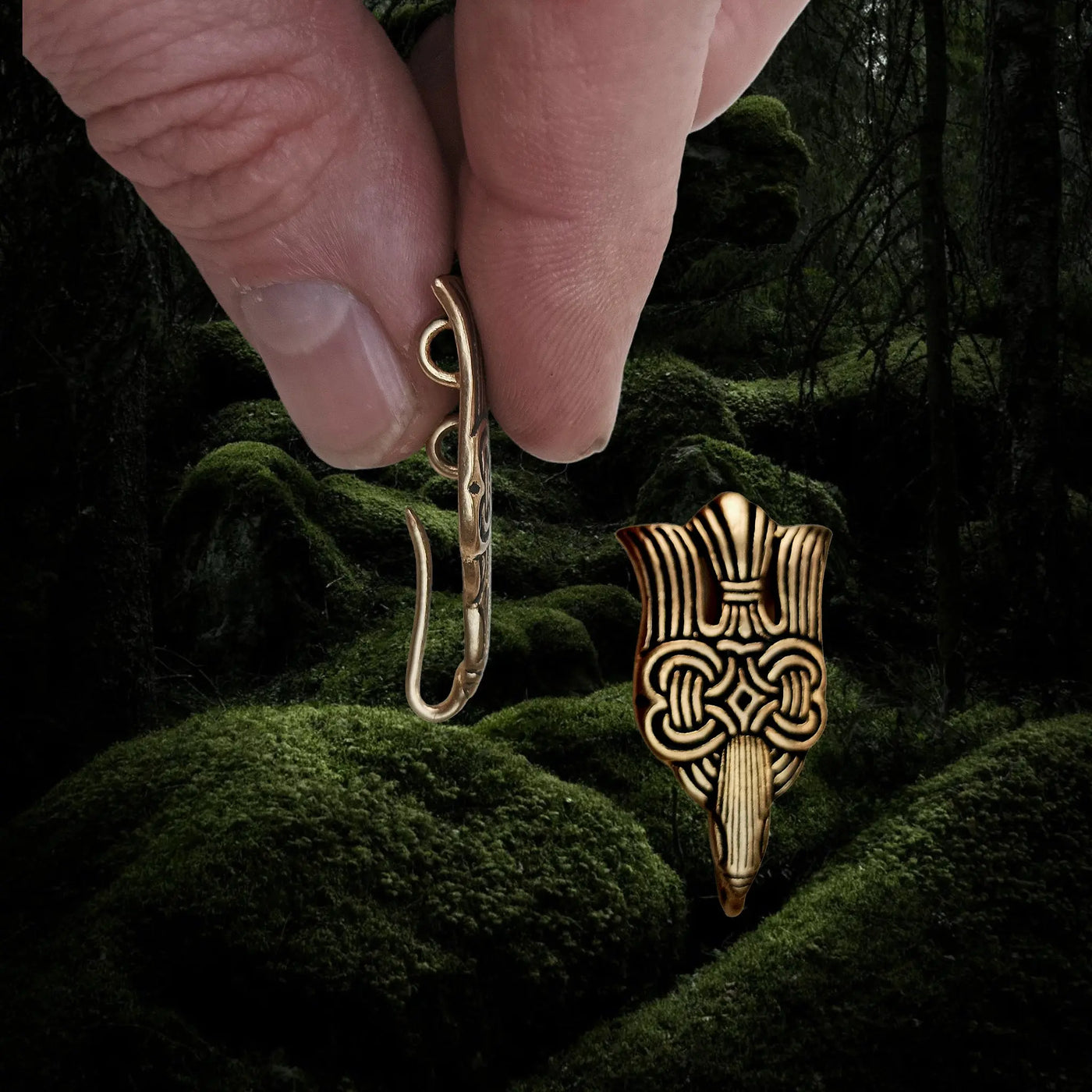 Bronze Raven Viking Leg Wrap Hooks - Pair