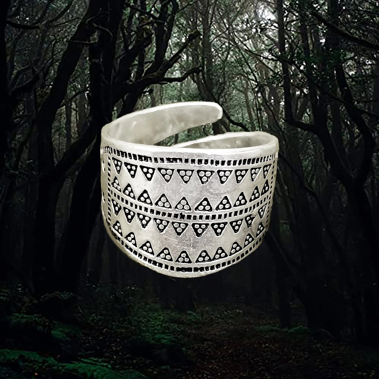 Viking Age Replica - Silver Plated Replica Embossed Ring from Rone