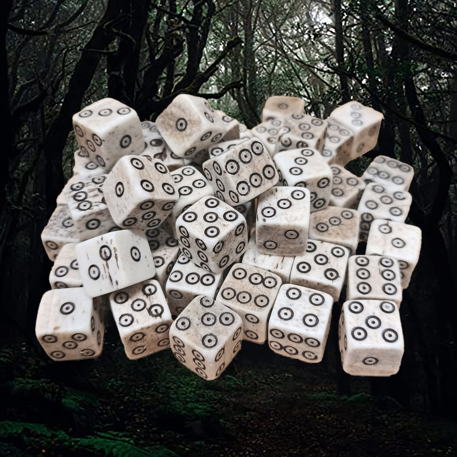Medium Bone Dice With Dot and Rings Marks for Viking Dice Games