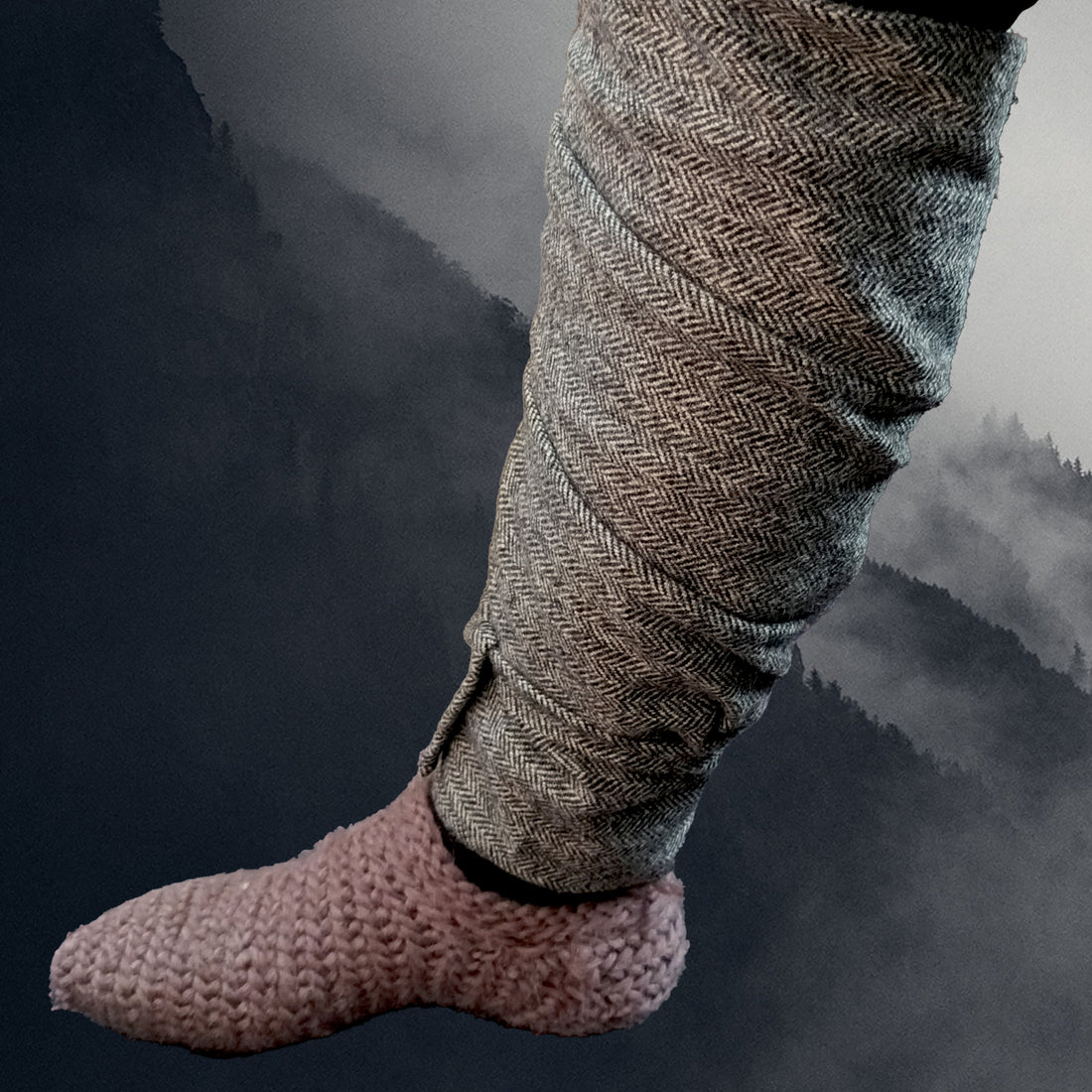 Wool Viking Leg Wraps / Winingas in Herringbone Weave
