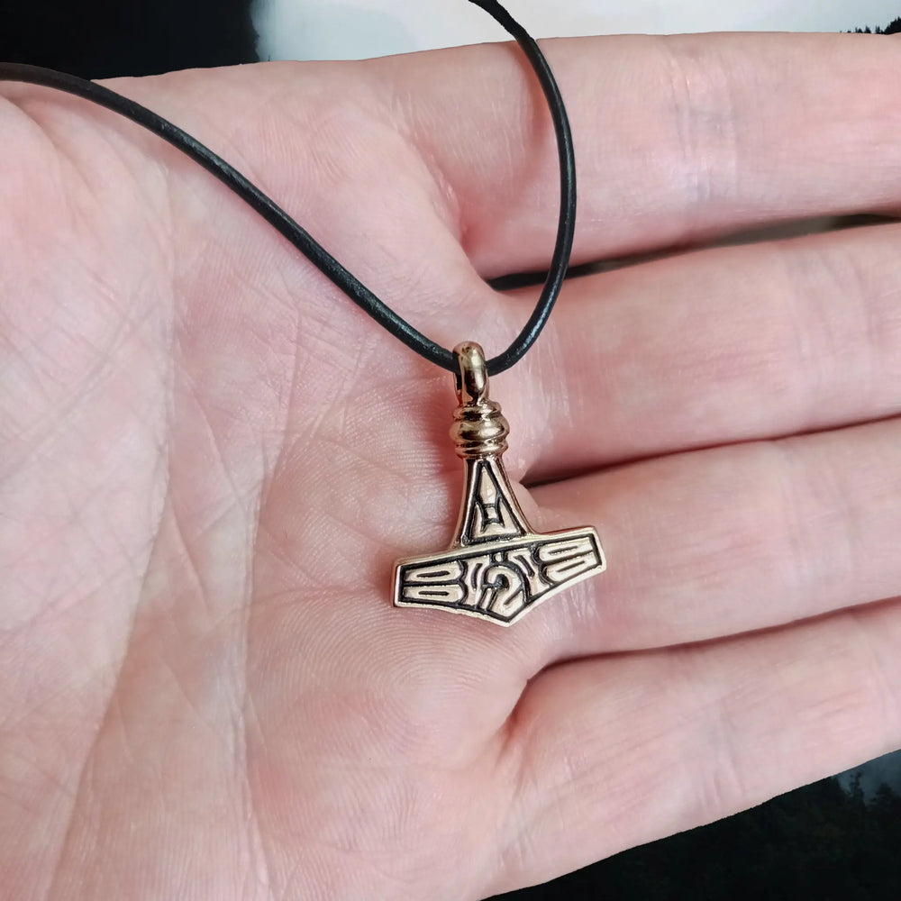 Small Bronze Gotland Replica Thors Hammer Pendant - Viking Jewelry