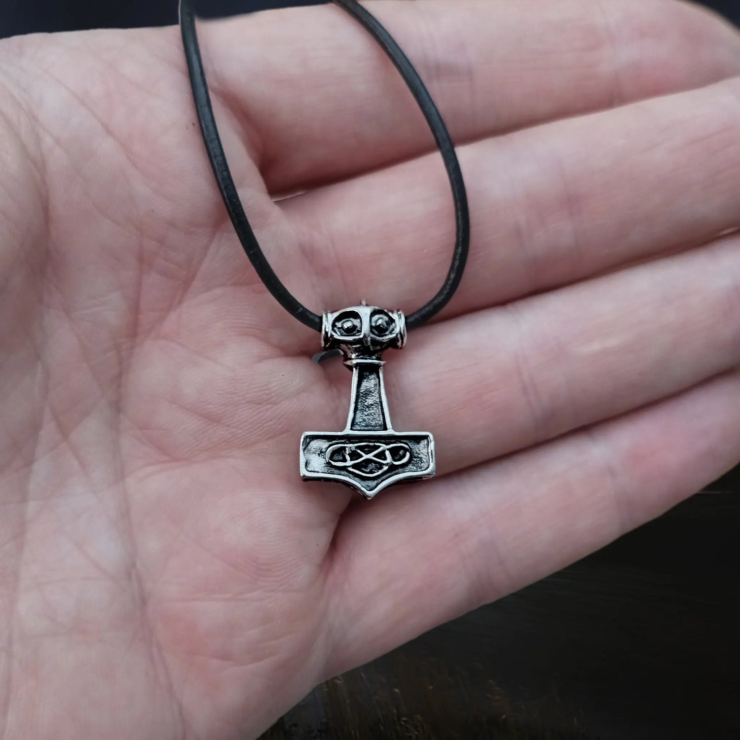 Small Silver Thunder Hammer Pendant - bronze Viking Jewelry
