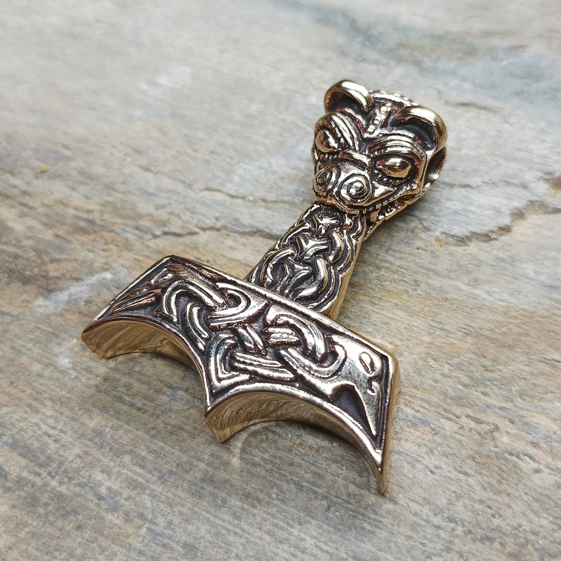 Large Ferocious Thors Hammer Silver or Bronze Viking Jewelry