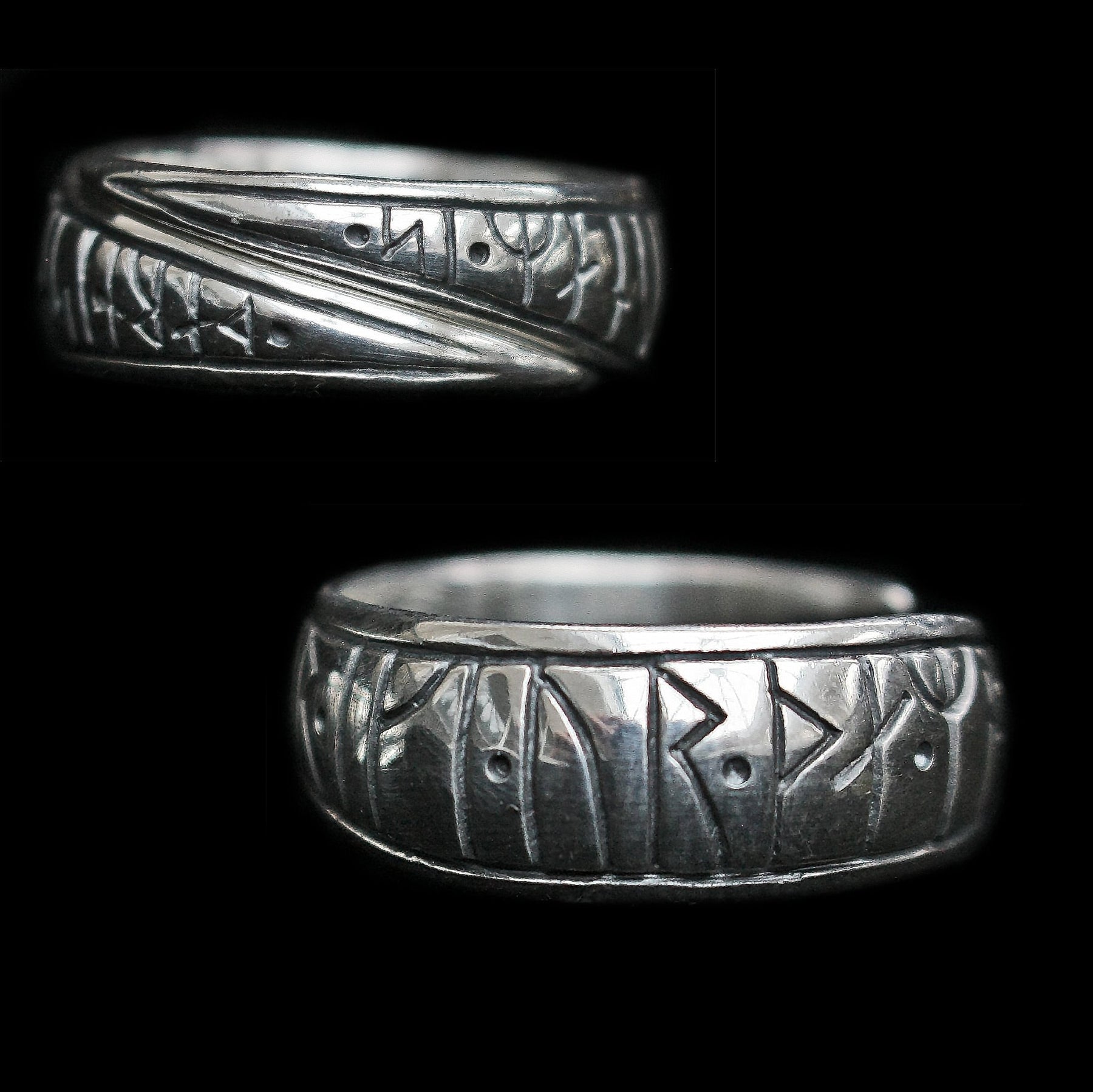Silver Viking Strength Rune Ring - Runic Viking Jewelry