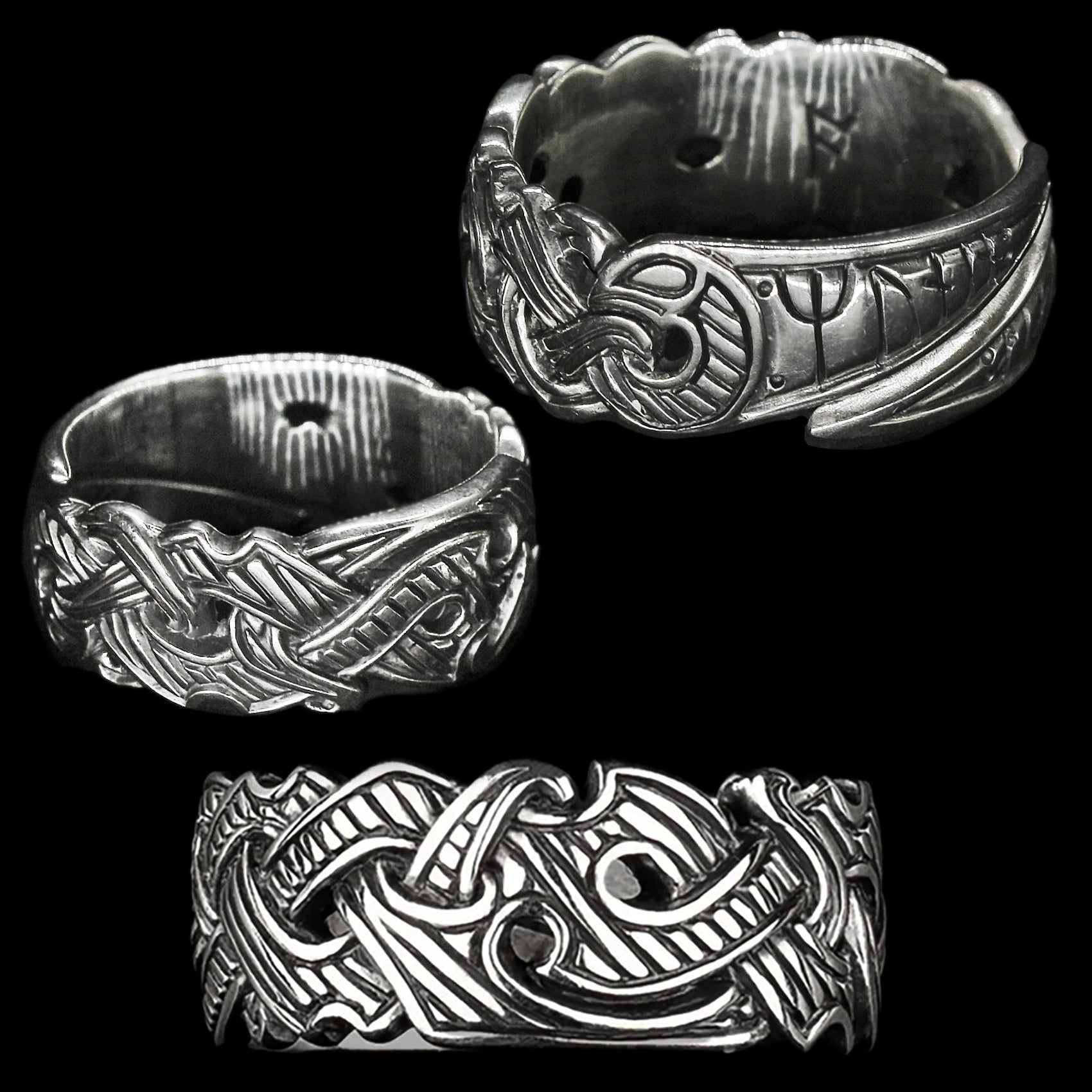 925 Sterling Silver Danish Viking Raven Ring - Viking Jewelry