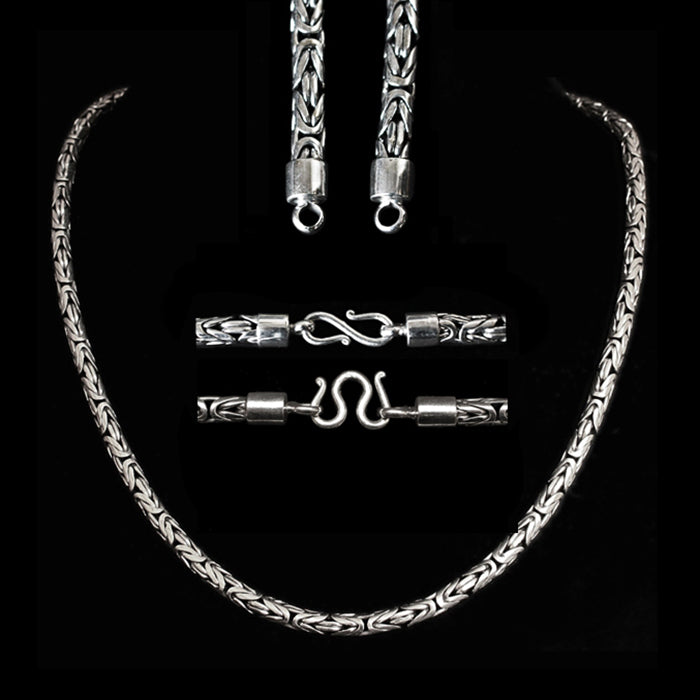 5mm Silver King Chain Necklace with Loop Heads - Viking Jewelry