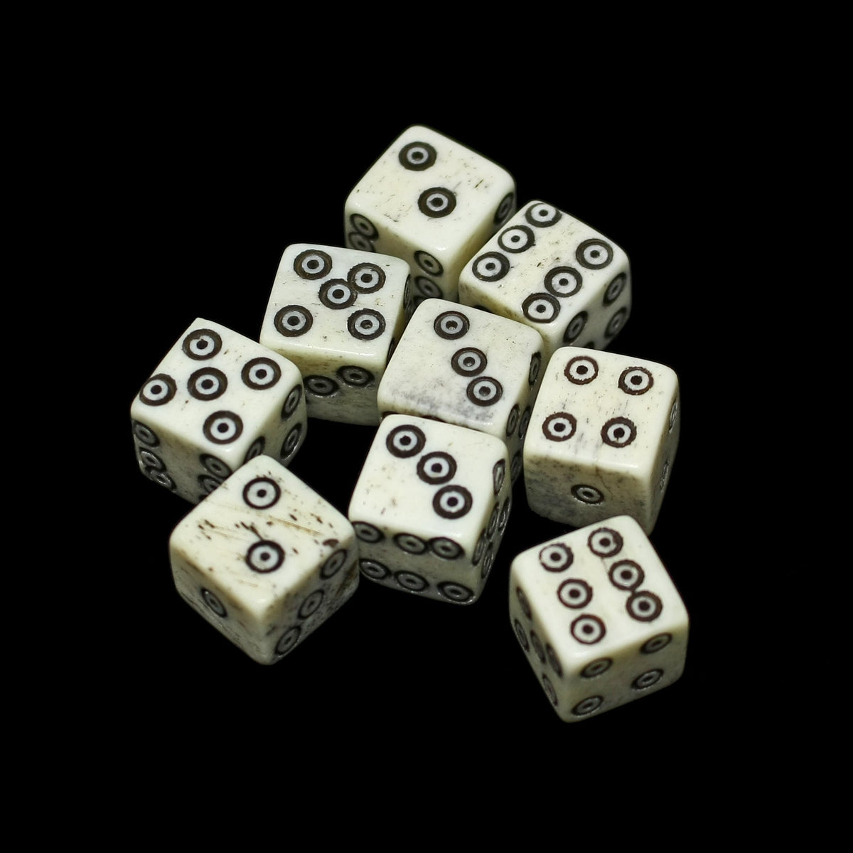 Medium Bone Dice With Dot and Rings Marks for Viking Dice Games
