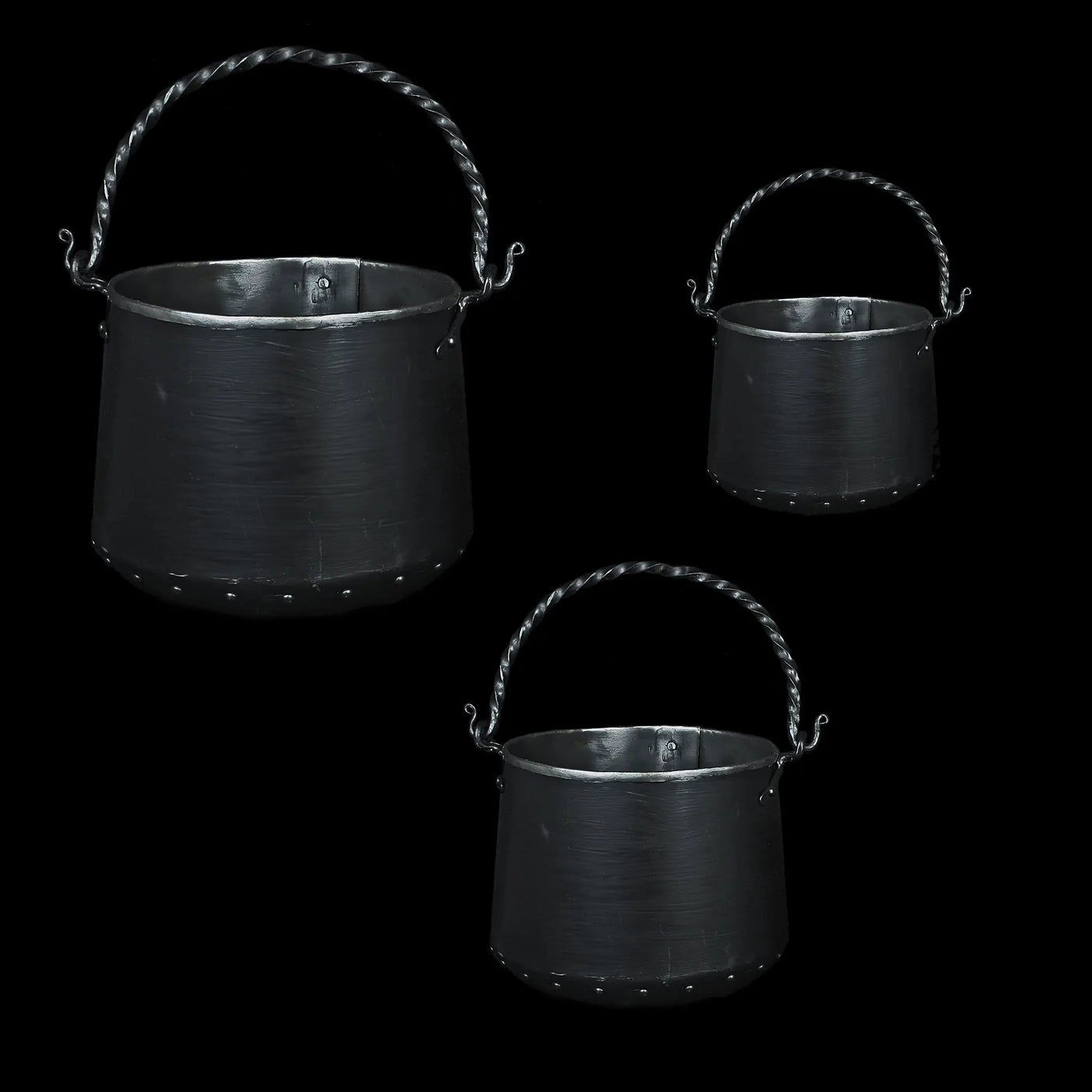 Hand-Forged Steel Cauldrons in 3 Sizes - Optional Lids