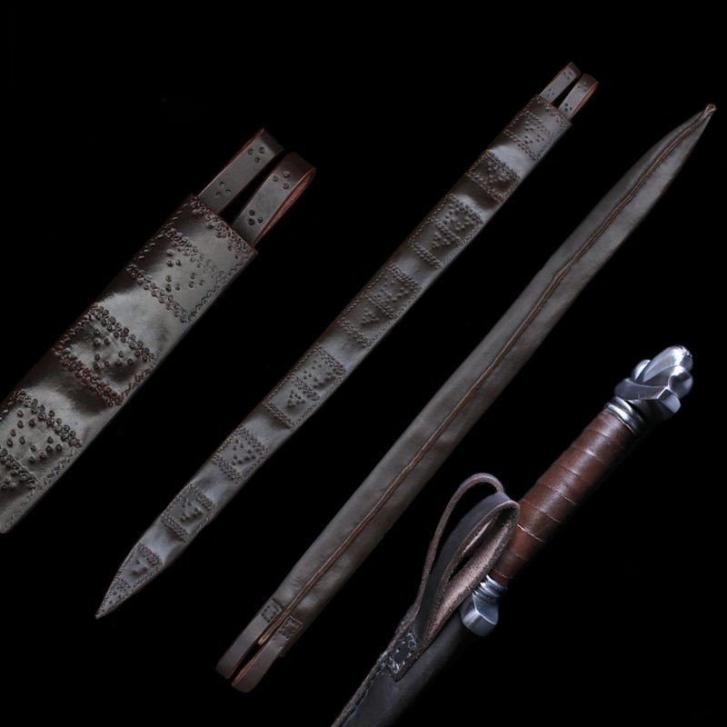 Embossed Leather Viking Sword Scabbard - Viking Warrior Supplies