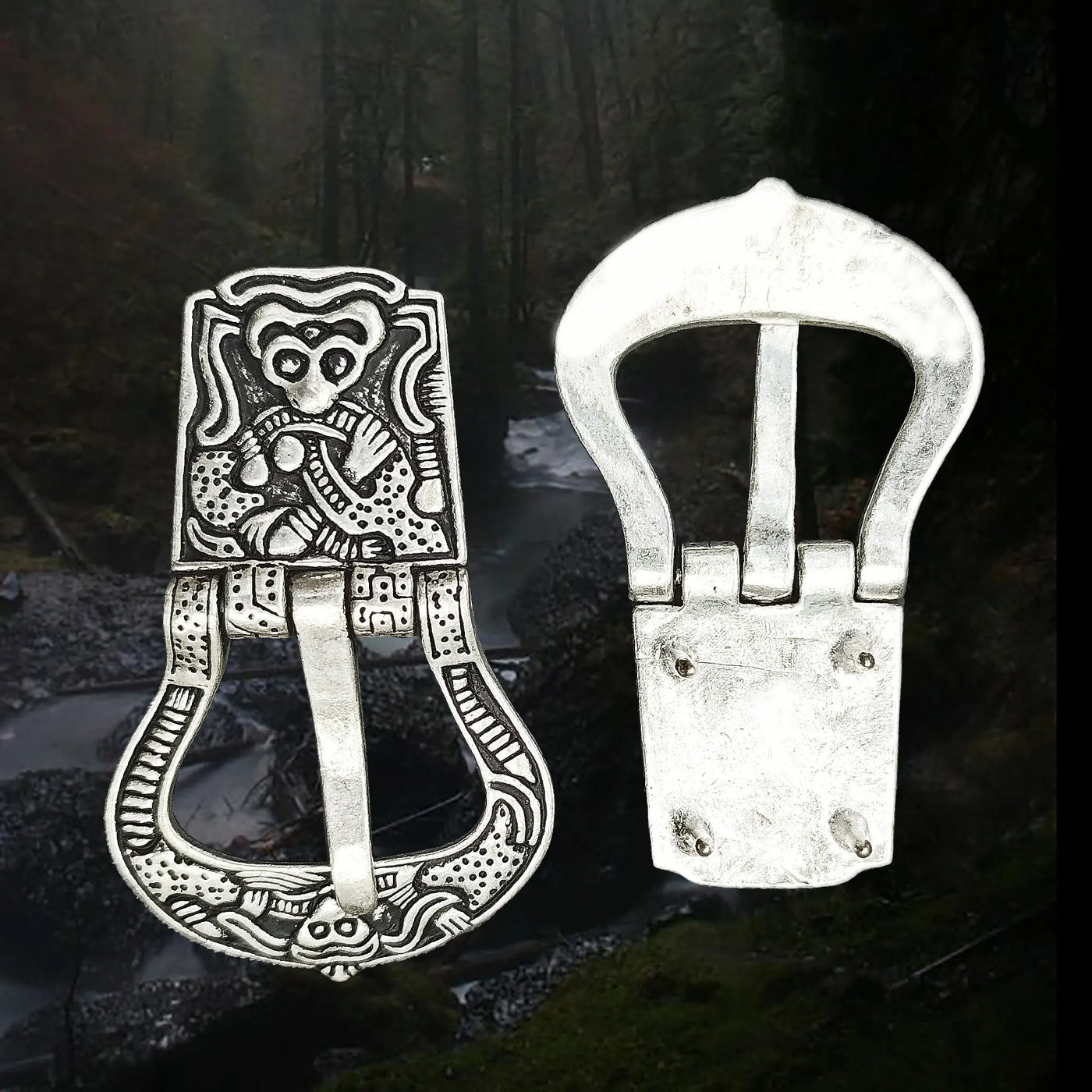Silver Plated Borre Style Gripping Beast Viking Buckle - The Viking