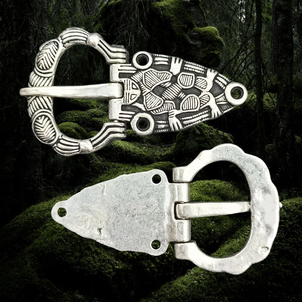 Silver Plated Oseberg Style Viking Buckle - Viking Belt Fittings