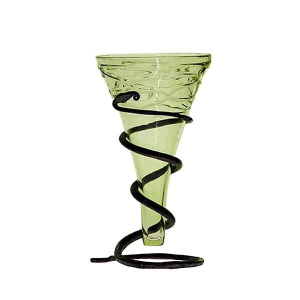 Decorated Glass Viking Cone Beaker with Iron Stand
