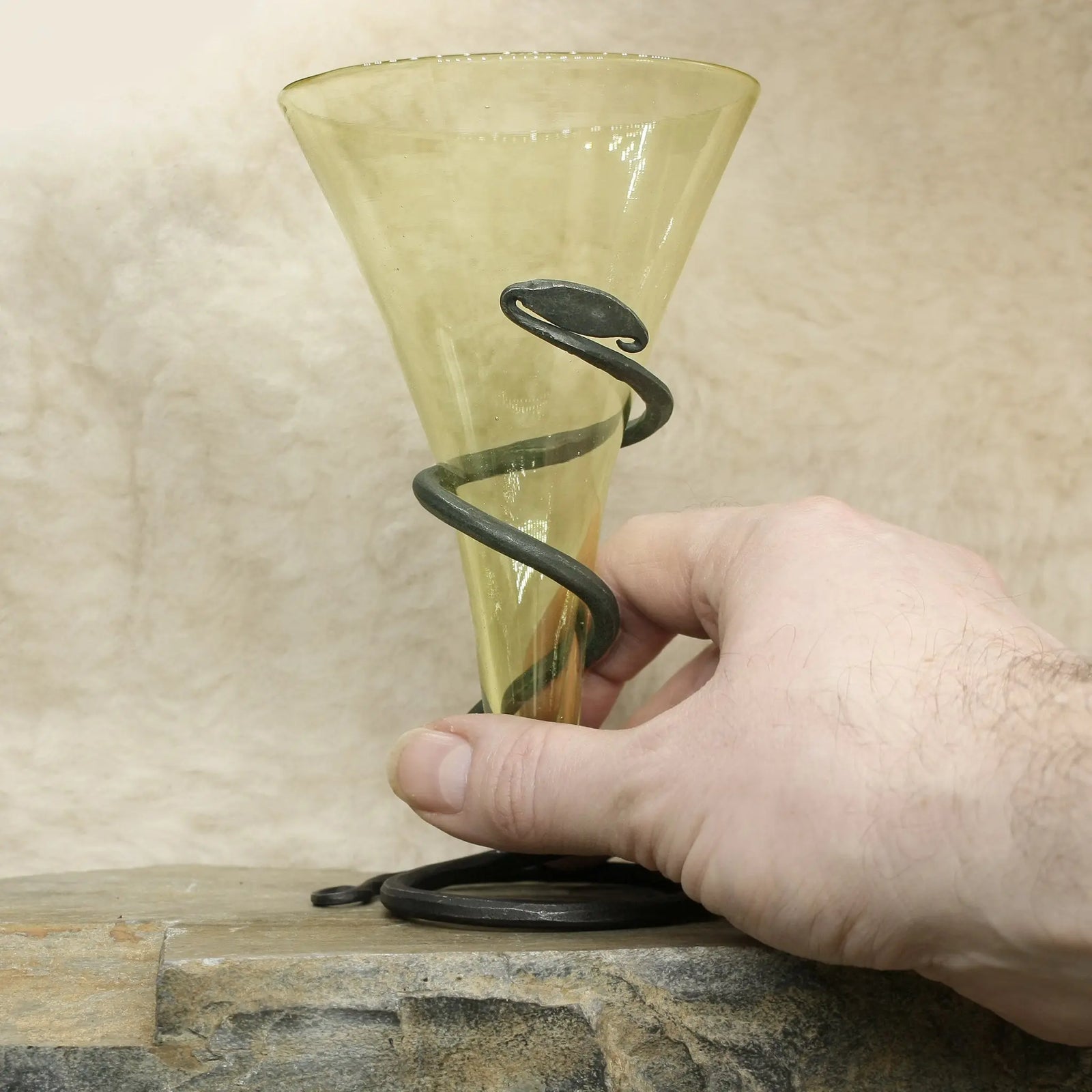 Glass Viking Cone Beaker with Iron Stand