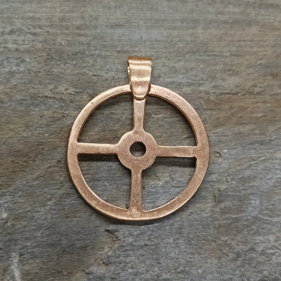 Large Bronze Sun Cross Odin Pendant - Viking Jewelry